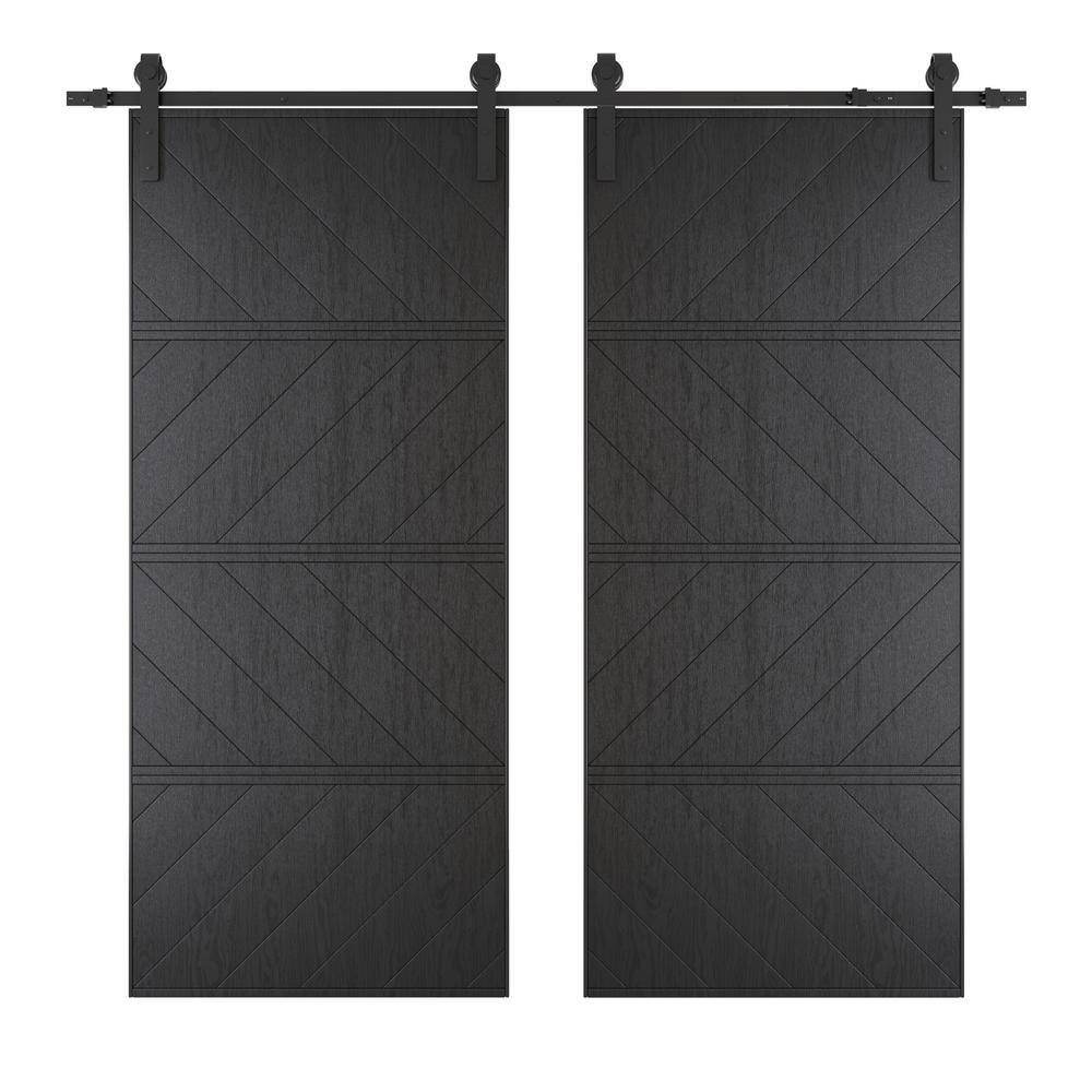 TENONER 72 in. x 84 in. (36''W Doors x 2)Black, Wood Panel Textured ...