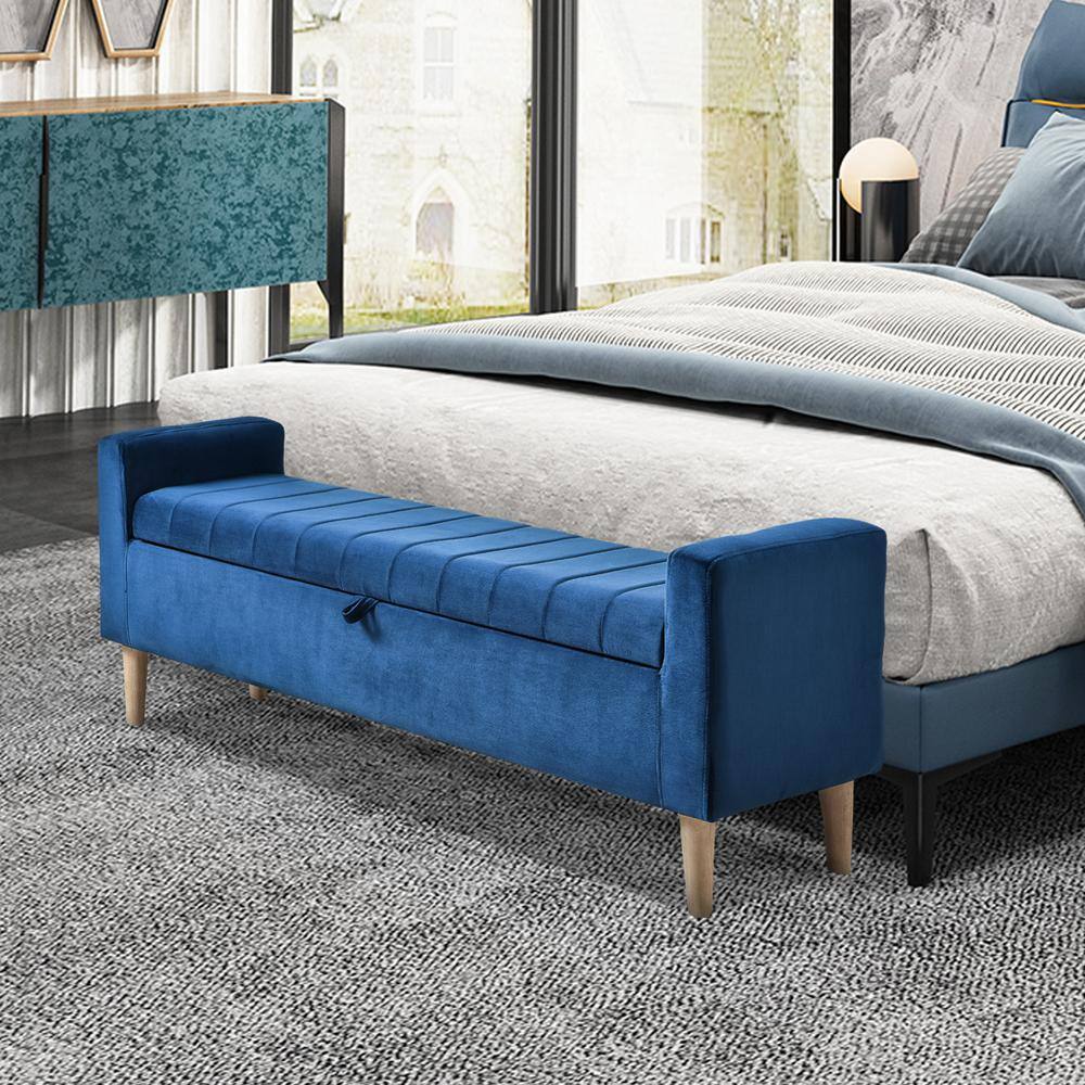 Navy blue end of bed bench store