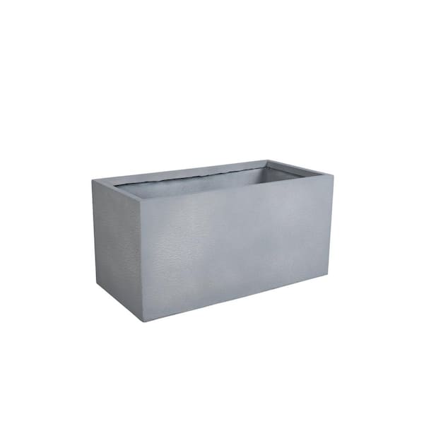 Leisuremod Flora Indoor and Outdoor Rectangular Fiberstone Planter Pot ...