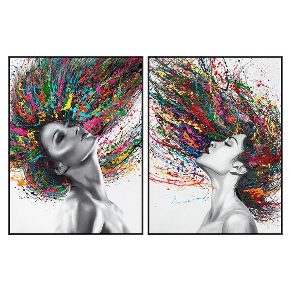 Classy Art 2-Piece Framed Mixed Media People Wall Art 47 in. x 35 in ...