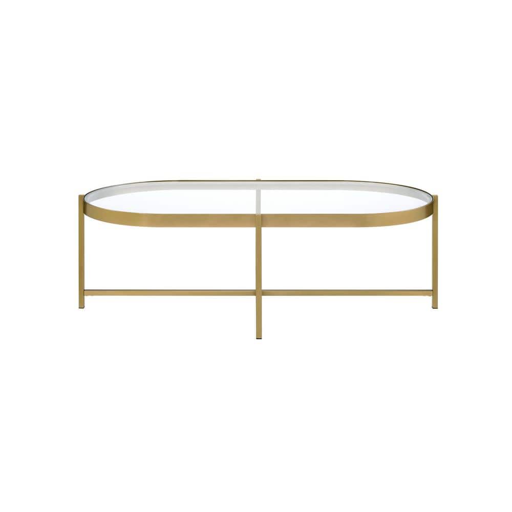 STICKON 54.00 in. Gold Small Rectangle Glass Coffee Table LC-952351 ...