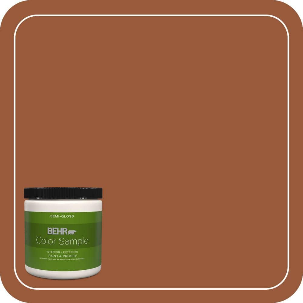 BEHR PREMIUM PLUS 8 oz. #230D-7 Cinnamon Brandy Semi-Gloss Interior ...