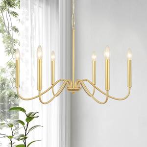 LWYTJO Clerise 6-Light Distressed White Classic Candle Style Chandelier ...