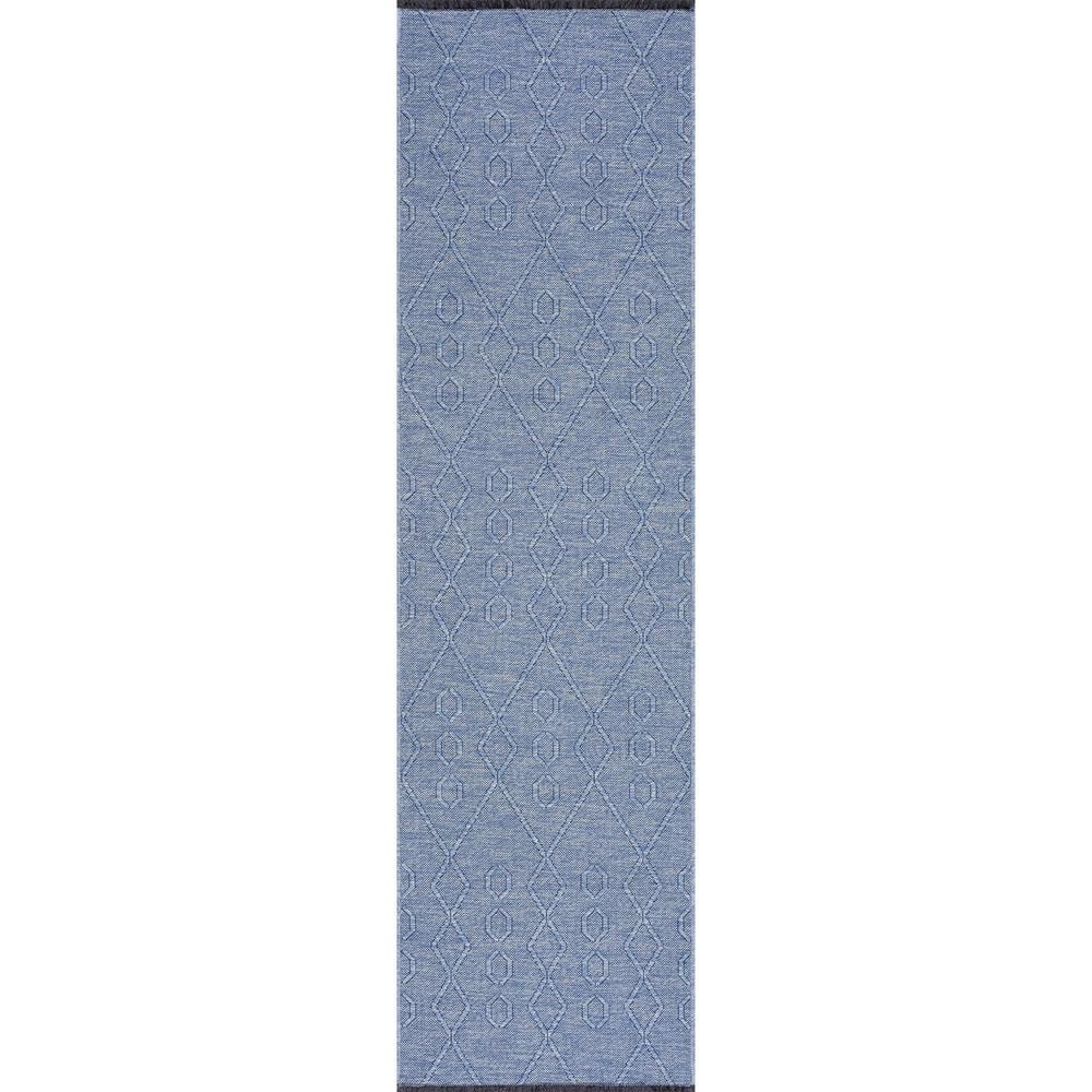 Tayse Rugs Alma Blue 2 ft. x 8 ft. Geometric Machine Washable Indoor ...