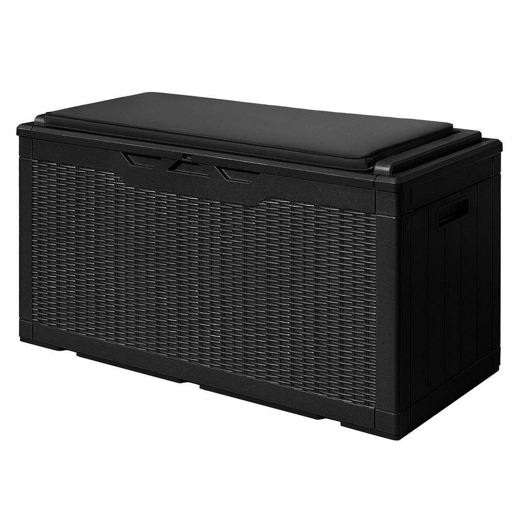 100 Gal. Large Black Resin Deck Box with Cushion Lockable Z0BCWM8SQK ...