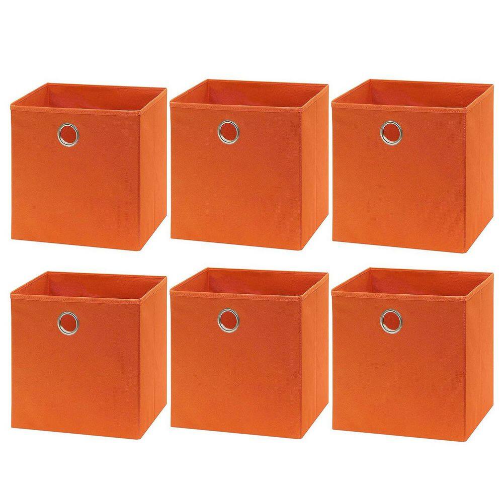 Orange 11 in. x 11 in. Cardboard Decorative Basket Set of 6 with ...