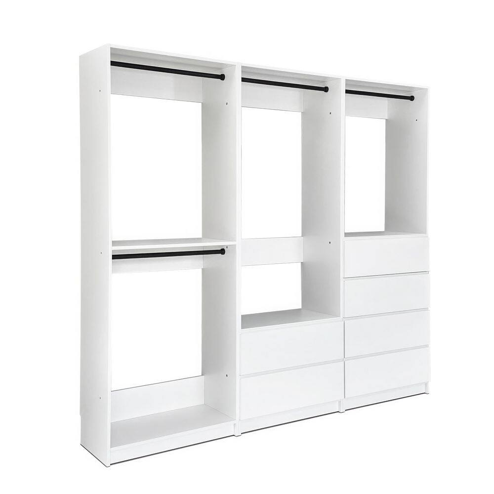 Klair Living Prosper 96 in. W White Tower System Freestanding-Shelf ...