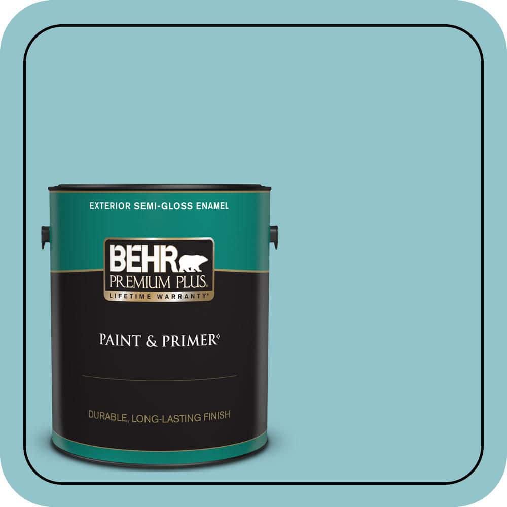 BEHR PREMIUM PLUS 1 gal. #MQ6-32 Cosmic Blue Semi-Gloss Enamel Exterior ...