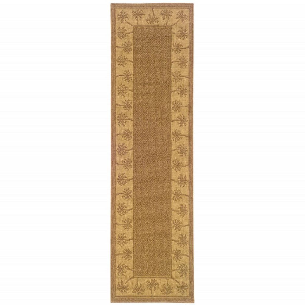 HomeRoots Tan 2 ft. x 8 ft. Loomed Border Polypropylene Rectangle ...
