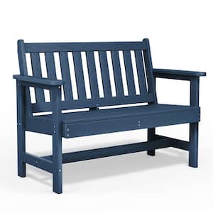 JEAREY Garden Bench All-Weather HDPE 2-Person Plastic Outdoor Bench in ...