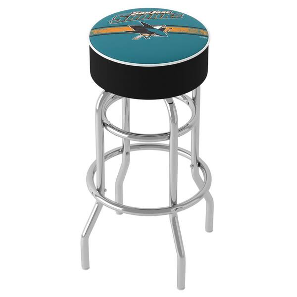 San Jose Sharks Logo 31 in. Blue Backless Metal Bar Stool with Vinyl ...