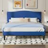 VECELO Bed Frame Blue Metal Frame Queen Platform Bed with Upholstered ...