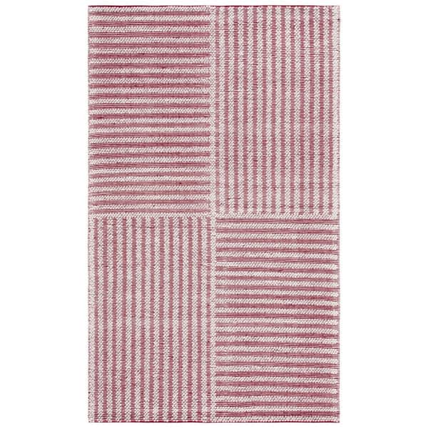 SAFAVIEH Natura 5 ft. x 8 ft. Ivory/Red Striped Abstract Area Rug ...