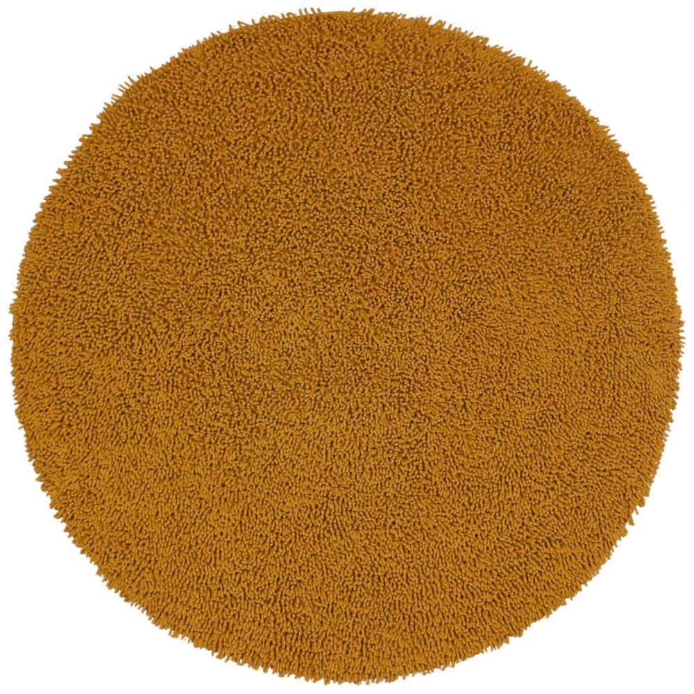 SHAGADELIC Gold Shag Chenille Twist 5 ft. x 5 ft. Round Area Rug ...