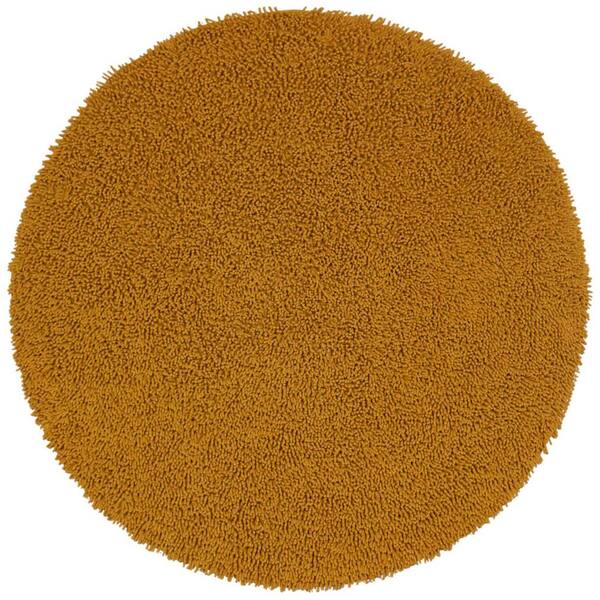 SHAGADELIC Gold Shag Chenille Twist 5 ft. x 5 ft. Round Area Rug CHS5019R