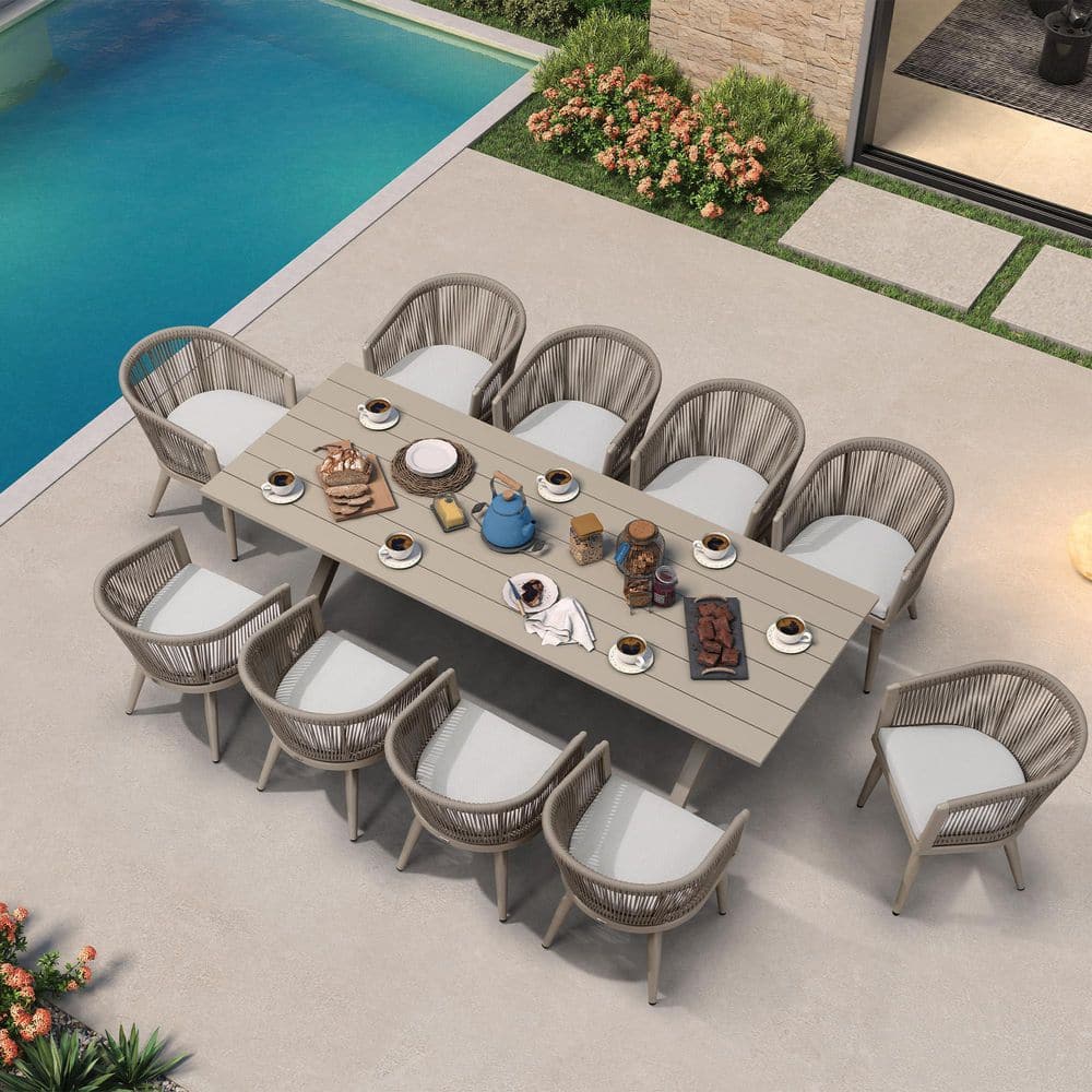 PURPLE LEAF 11-Piece Aluminum All-Weather Wicker Outdoor Dining Set ...