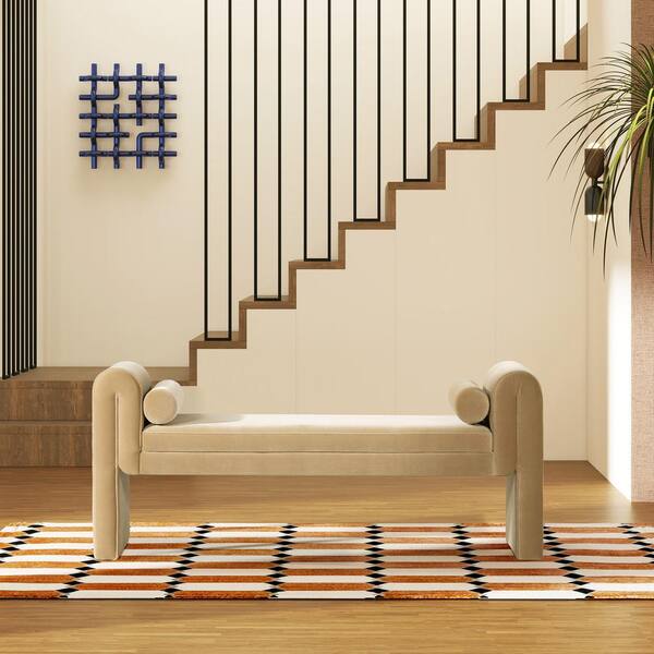 Jennifer Taylor Mason Camel Brown Beige Performance Velvet 60.5 in ...