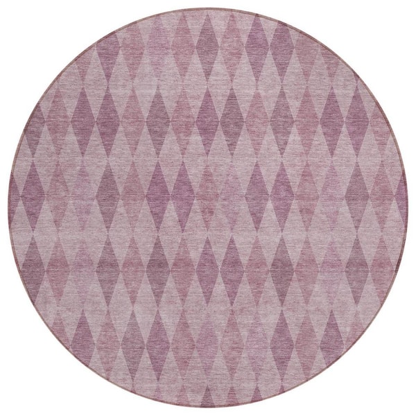 HomeRoots Blush 8 ft. Round Woven Geometric Round Indoor/Outdoor Area ...