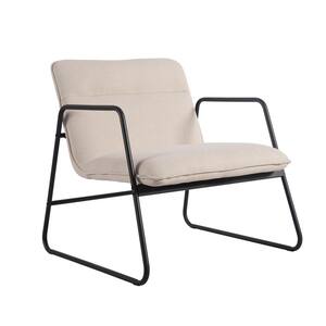 17 in. Gray Upholstered Metal Frame Fabric Arm Chair Accent Arm Chair ...