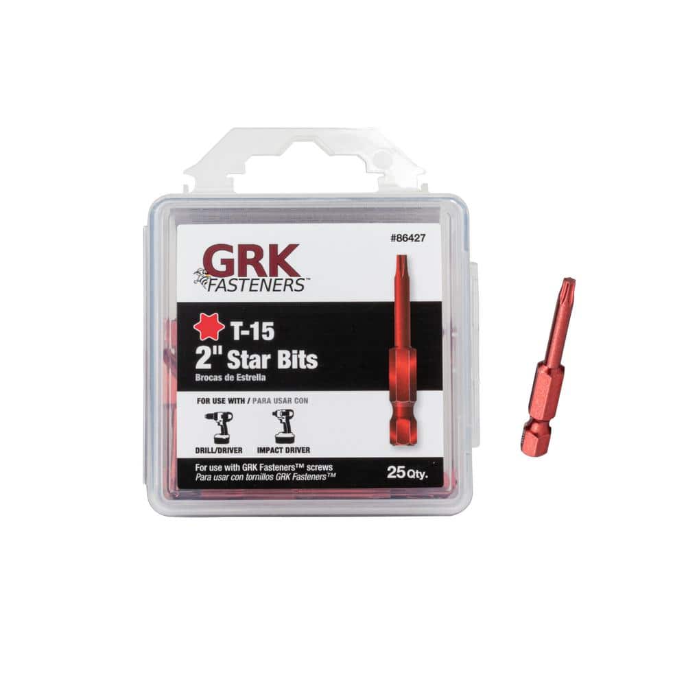 GRK Fasteners T-15 2 in. Steel Star Drive Bits (25-Per Pack) 86427 ...