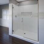 Basco Coppia 47 in. x 72 in. Semi-Frameless Pivot Shower Door in Brushed Nickel with Handle ...