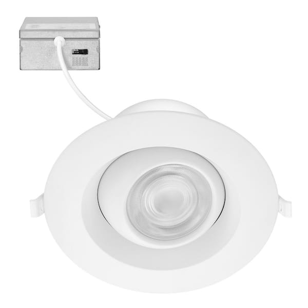 Maxxima 6 in. 5 CCT Adjustable LED Slim Eyeball Gimbal Downlight, 1400 ...