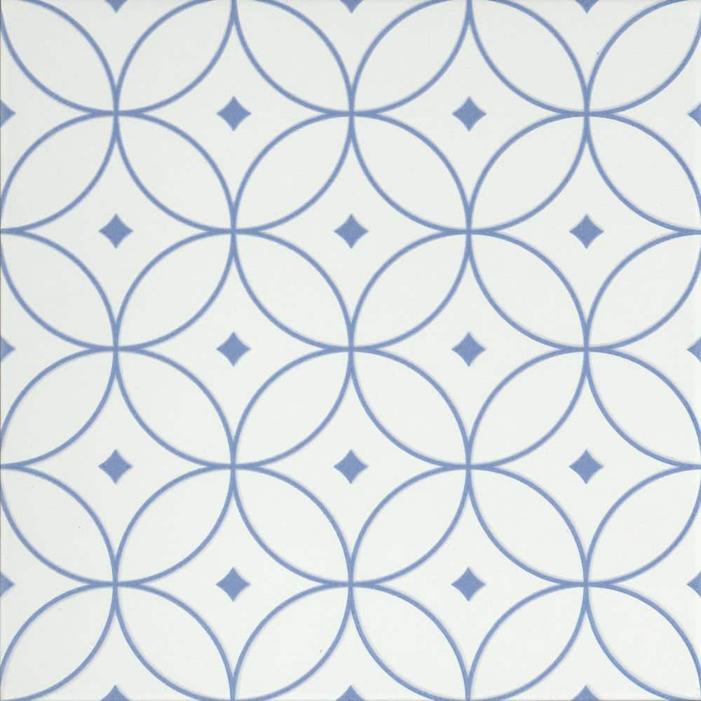 EMSER TILE Geometry Blue 9.84 in. x 9.84 in. Matte Patterned Look ...