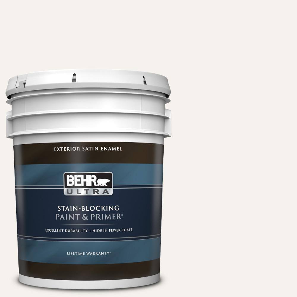 BEHR ULTRA 5 gal. #PR-W14 Bit of Sugar Satin Enamel Exterior Paint ...