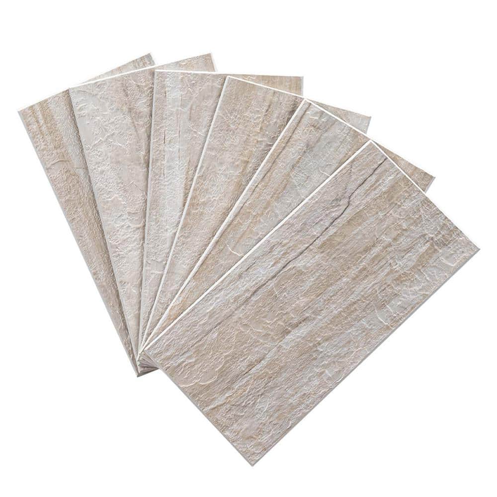 Jeedeson 3 in. x 5.9 in. x 0.12 in. Beige Peel and Stick Backsplash ...