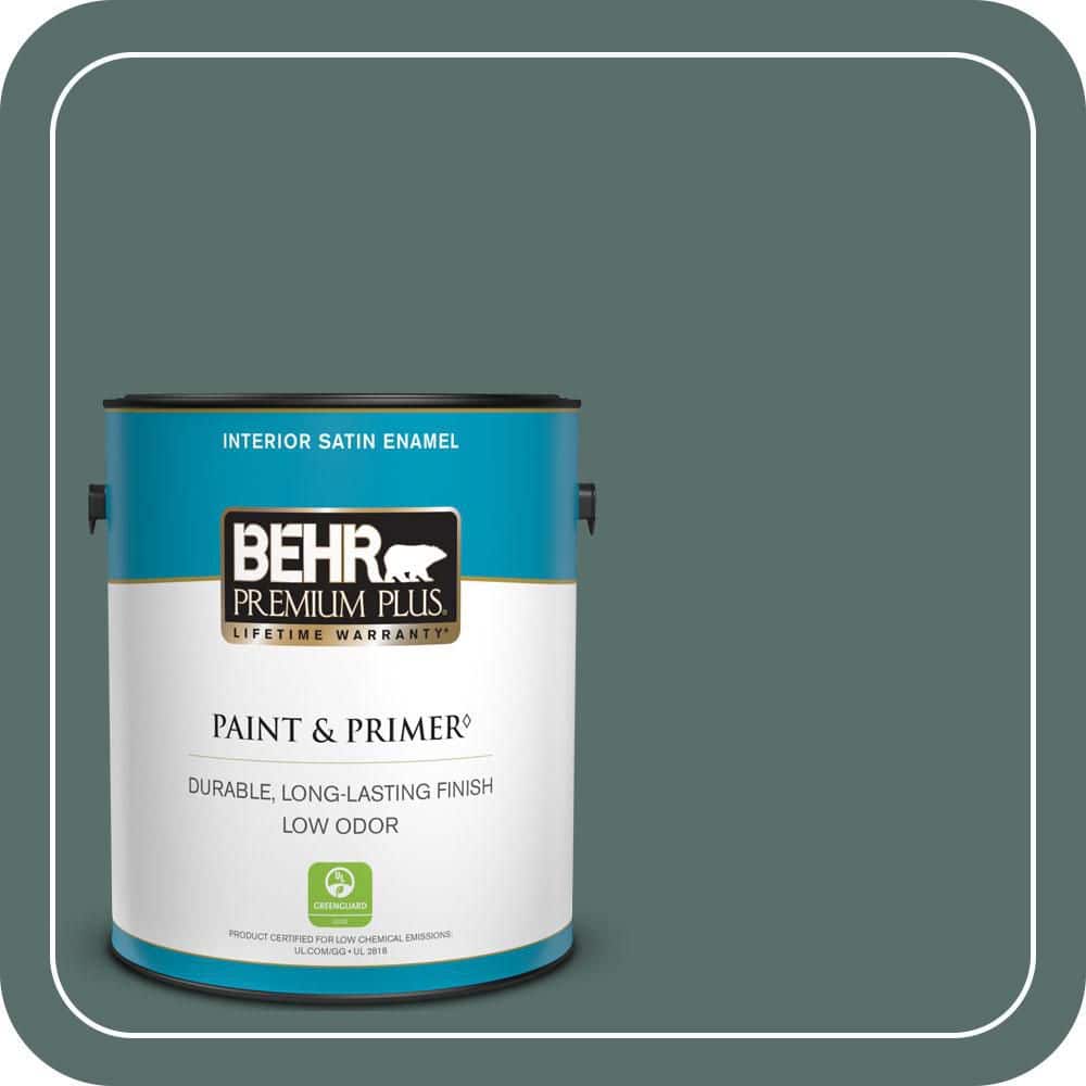 BEHR PREMIUM PLUS 1 gal. #490F-6 Agave Frond Satin Enamel Low Odor ...