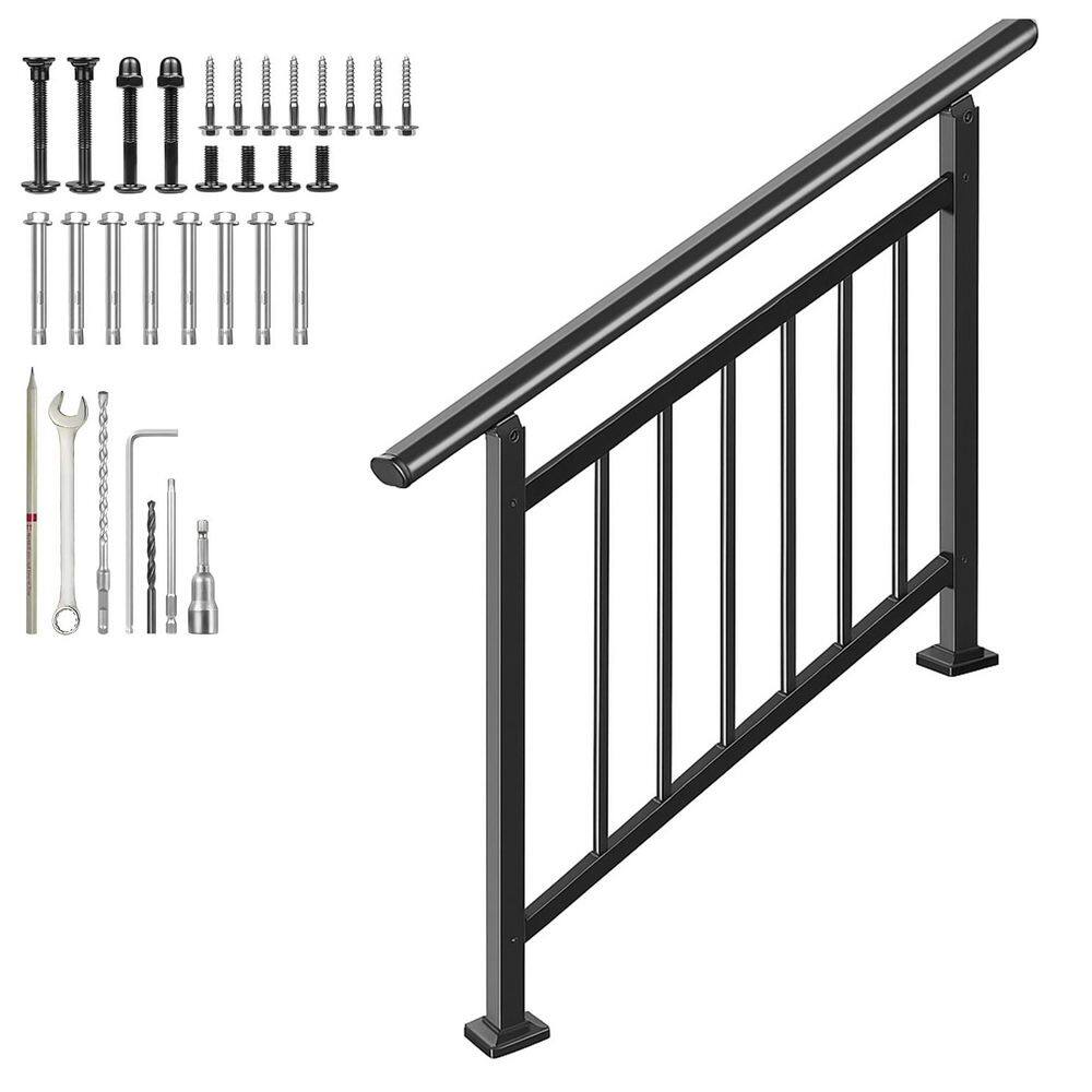 Afoxsos Adjustable Wrought Iron 2 in 1 Stair Handrail and Horizontal ...
