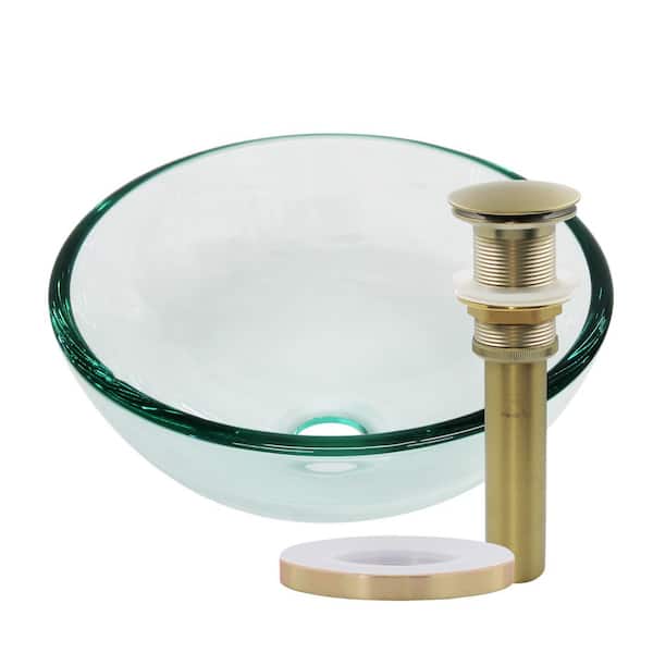 Novatto 12 in. Mini Clear Tempered Glass Round Bathroom Vessel Sink ...