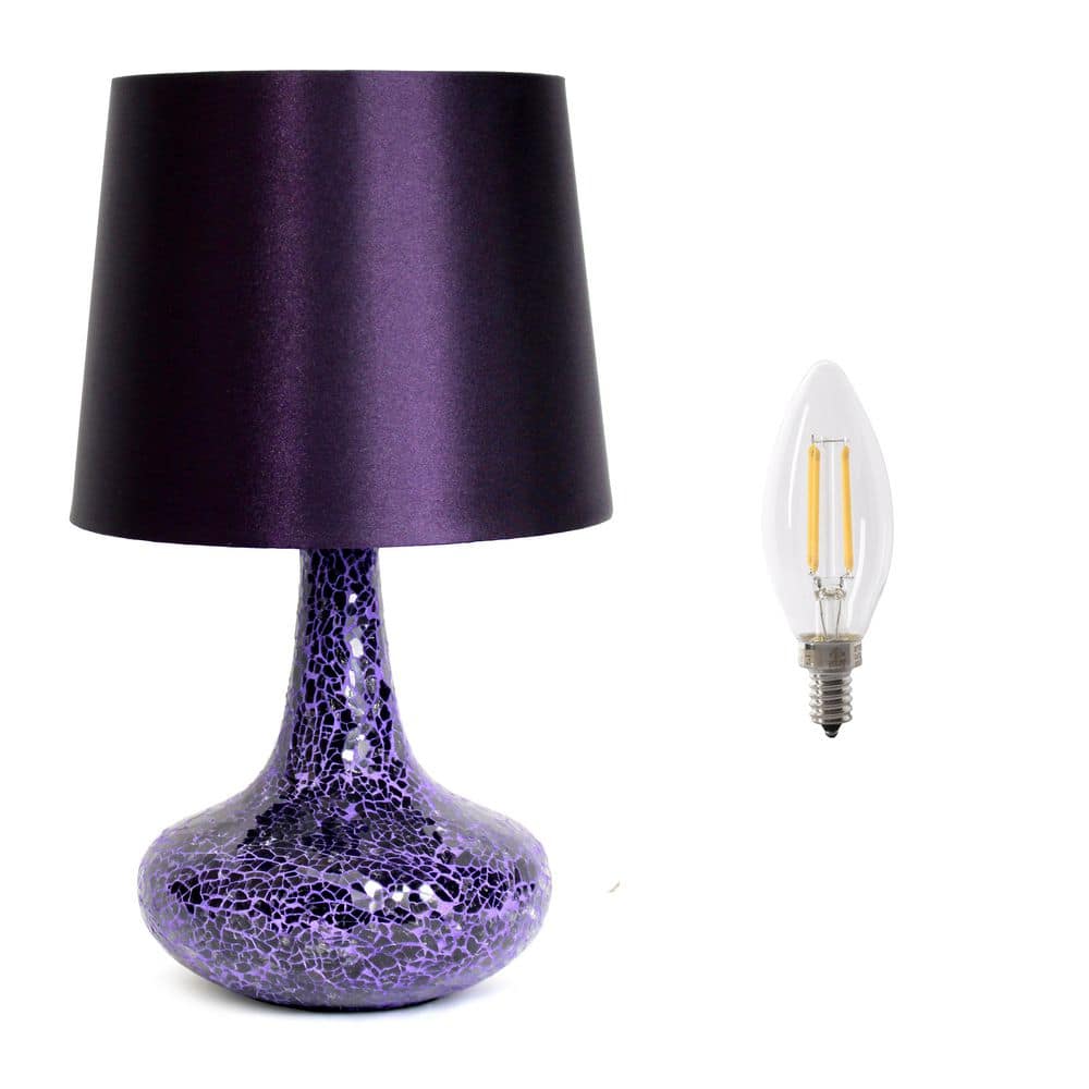 Simple Designs 14.17 in. Mosaic Tiled Glass Genie Table Lamp with LED ...