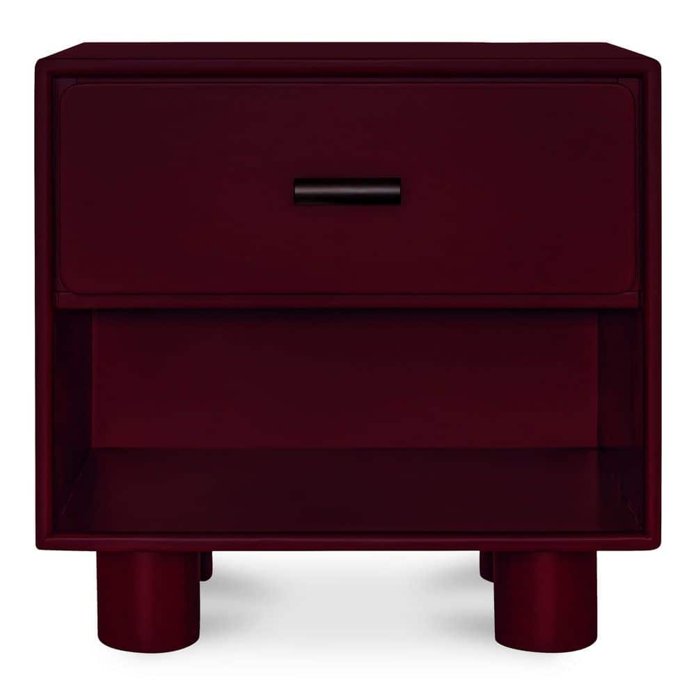 NADAAL STUDIOS Saryn Deep Red 1-Drawer 23 in. W Nightstand QO-1013-06 ...