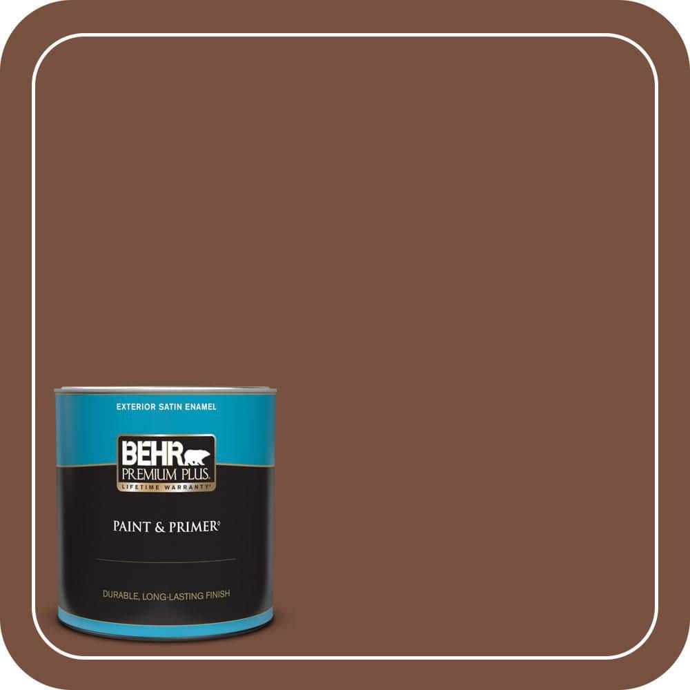 BEHR PREMIUM PLUS 1 qt. #S200-7 Earth Fired Red Satin Enamel Exterior ...