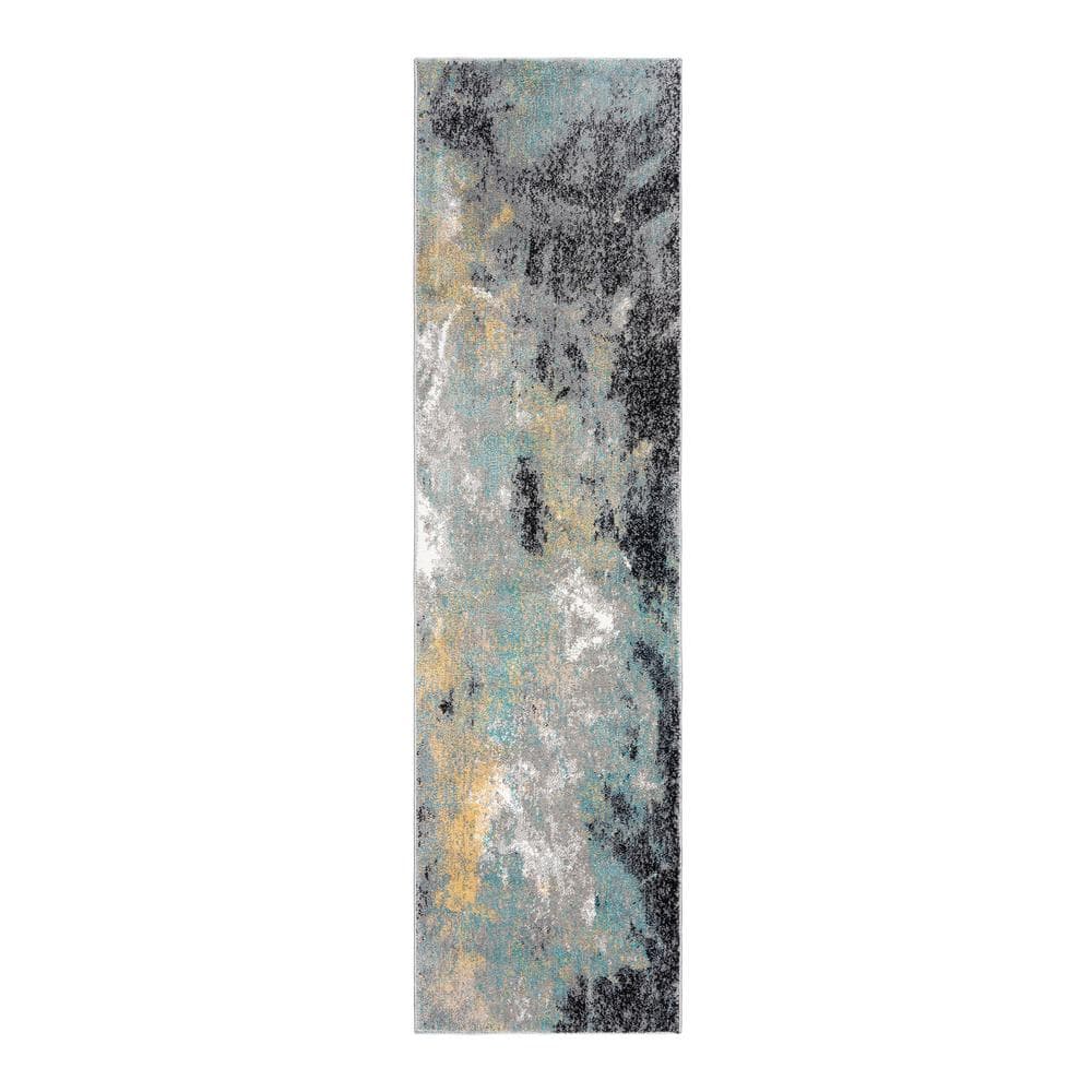 Gertmenian Alor Satori Gray 2 ft. x 6 ft. Abstract Indoor Runner Rug ...