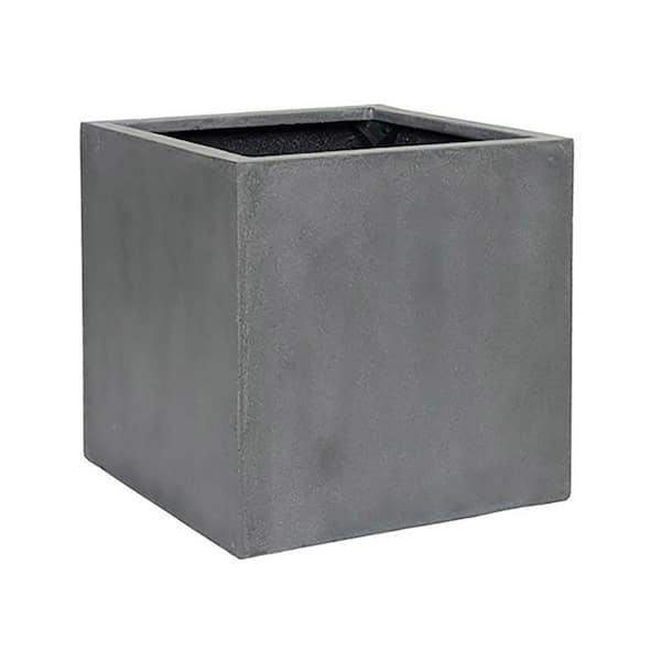 Vasesource Cube 16 in. x 16 in. Matte Gray Fiberstone Square Cube ...