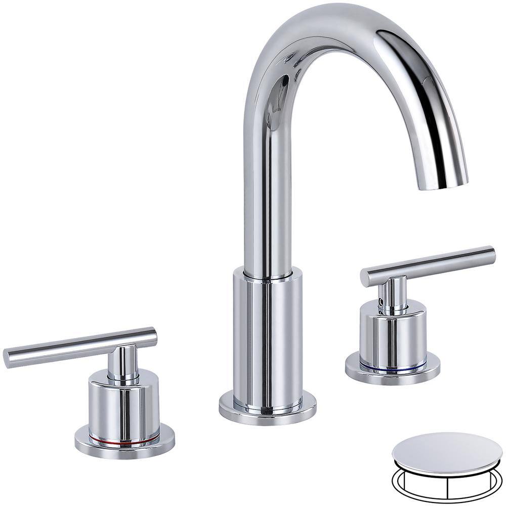 AKLFGN 8 in. Widespread 2-Handle High Arc Bathroom Faucet with Pop-up ...