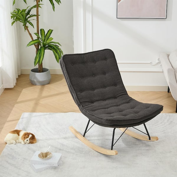 Clihome Grey Lazy Rocking Chair, Comfortable Lounge Chair with Wide ...
