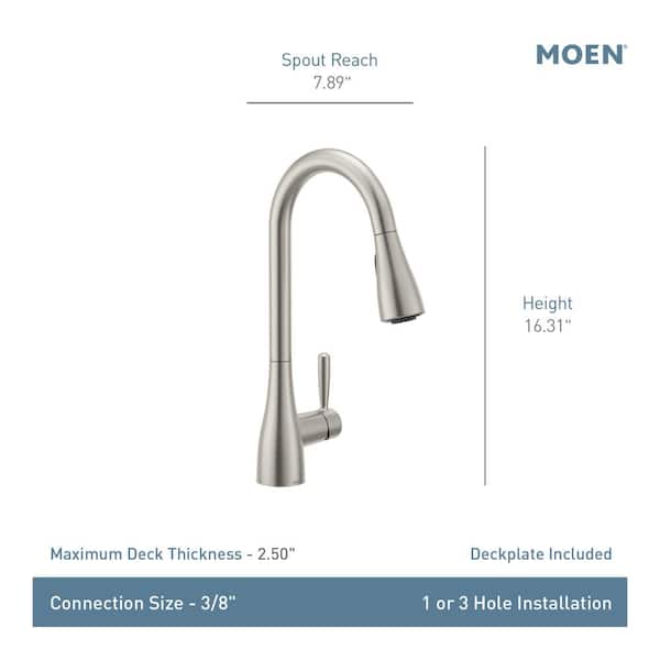 MOEN Doherty Single Handle Pull-Down Sprayer Kitchen Faucet with Power Clean and Reflex in Spot ...