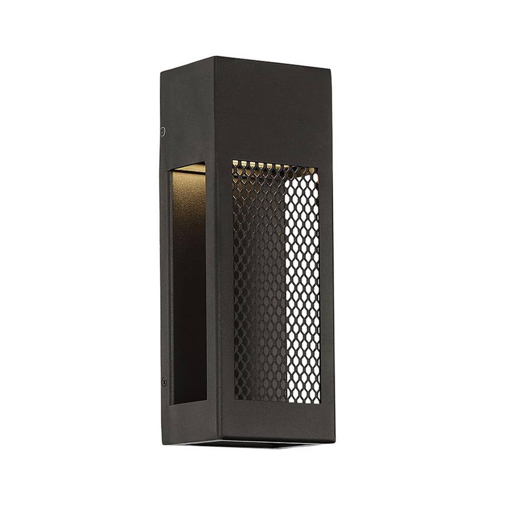 WAC Lighting Grate 12 in. Black Integrated LED Outdoor Wall Sconce ...