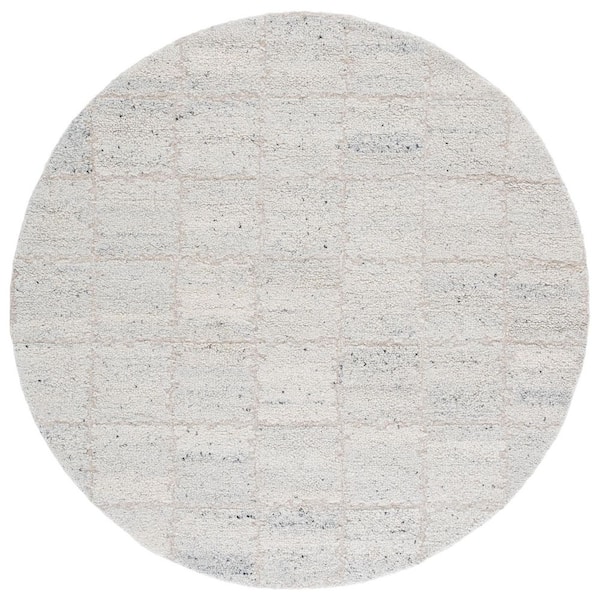 SAFAVIEH Harvest 6 ft. x 6 ft. Silver/Gray Geometric Tile Round Area ...