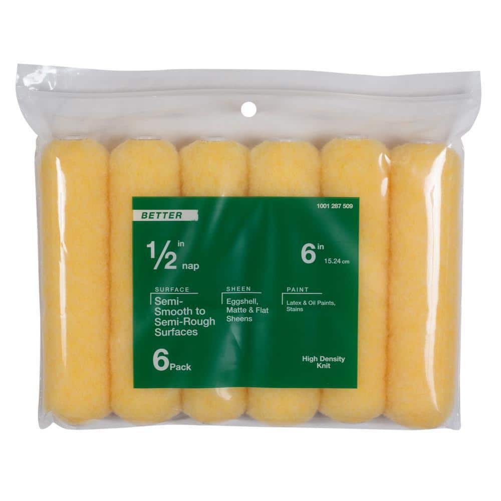 Better 6 in. x 1/2 in. High-Density Knit Mini Paint Roller Covers (6 ...