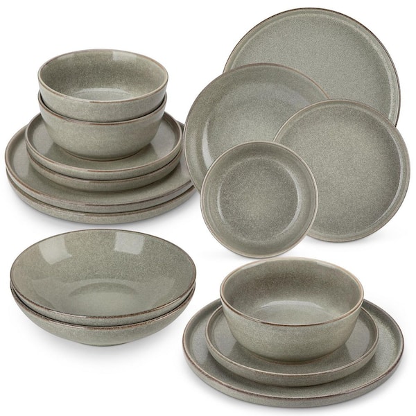 vancasso 16-Piece Brown Stoneware Dinnerware Set Service for 4 Bowls ...