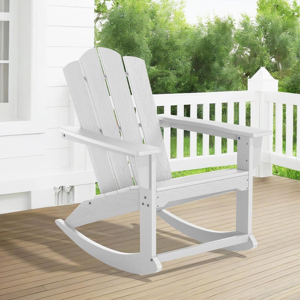 JEAREY Classic HDPE Plastic Outdoor Rocking Chair in White YDYY-White ...
