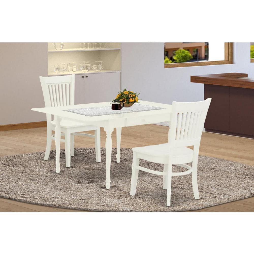 East West Furniture 3-Piece Linen White Finish Rectangular Solid Wood ...