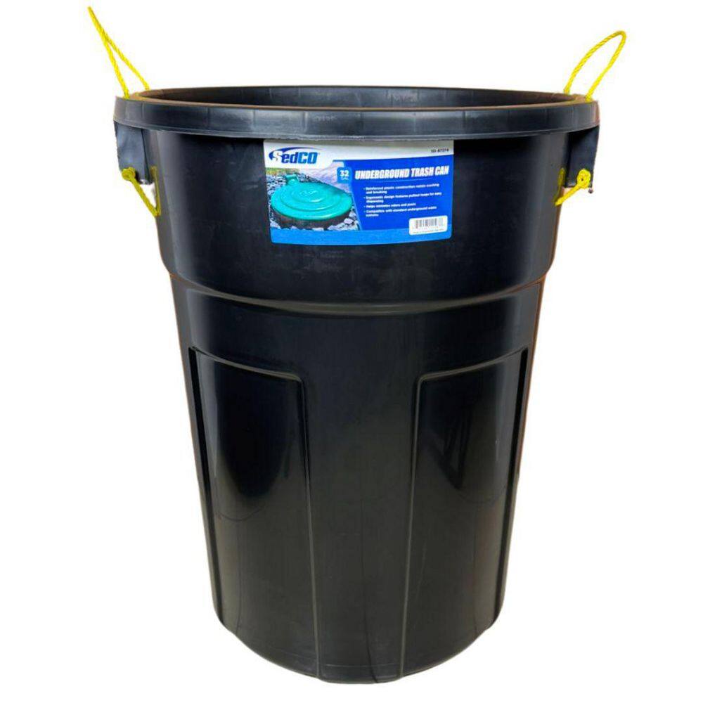 Sedco 32 Gal. Black Outdoor Lidless Vented Trash Can for Undeground ...