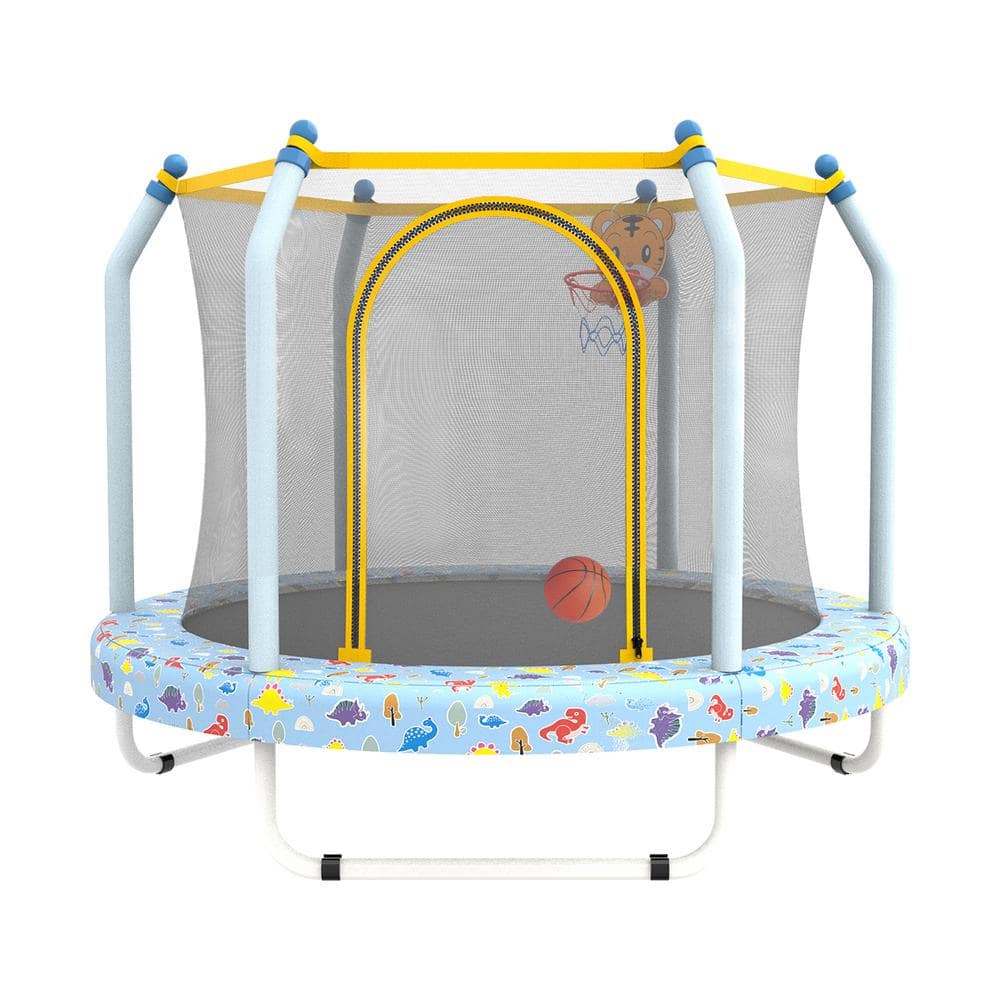 Tenleaf 55 in. Blue Round Small Toddler Trampoline for for Kids Indoor ...