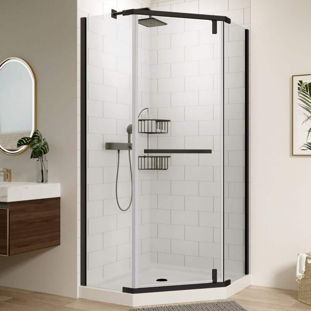 waterpar 34 in. W x 72 in. H Neo Angle Pivot Frameless Corner Shower ...