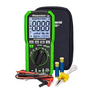 Commercial Electric 600-Volt True RMS Auto-Ranging Digital Multimeter ...